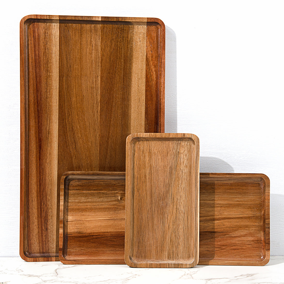 Acacia Pack of 3 Beautiful Wooden Serving Trays – Wood Sajawat
