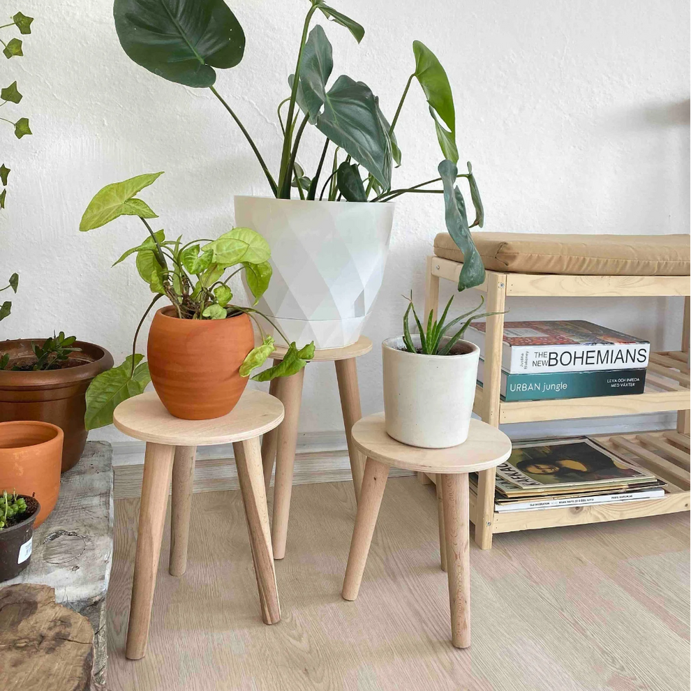 Wooden Plant Stand with detachable legs – Wood Sajawat