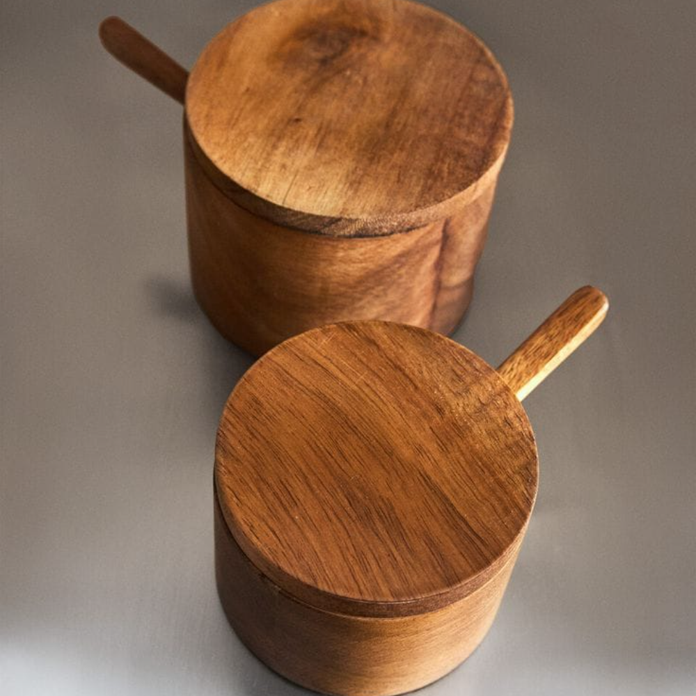 Handcrafted Wooden Sugar Pot – Wood Sajawat
