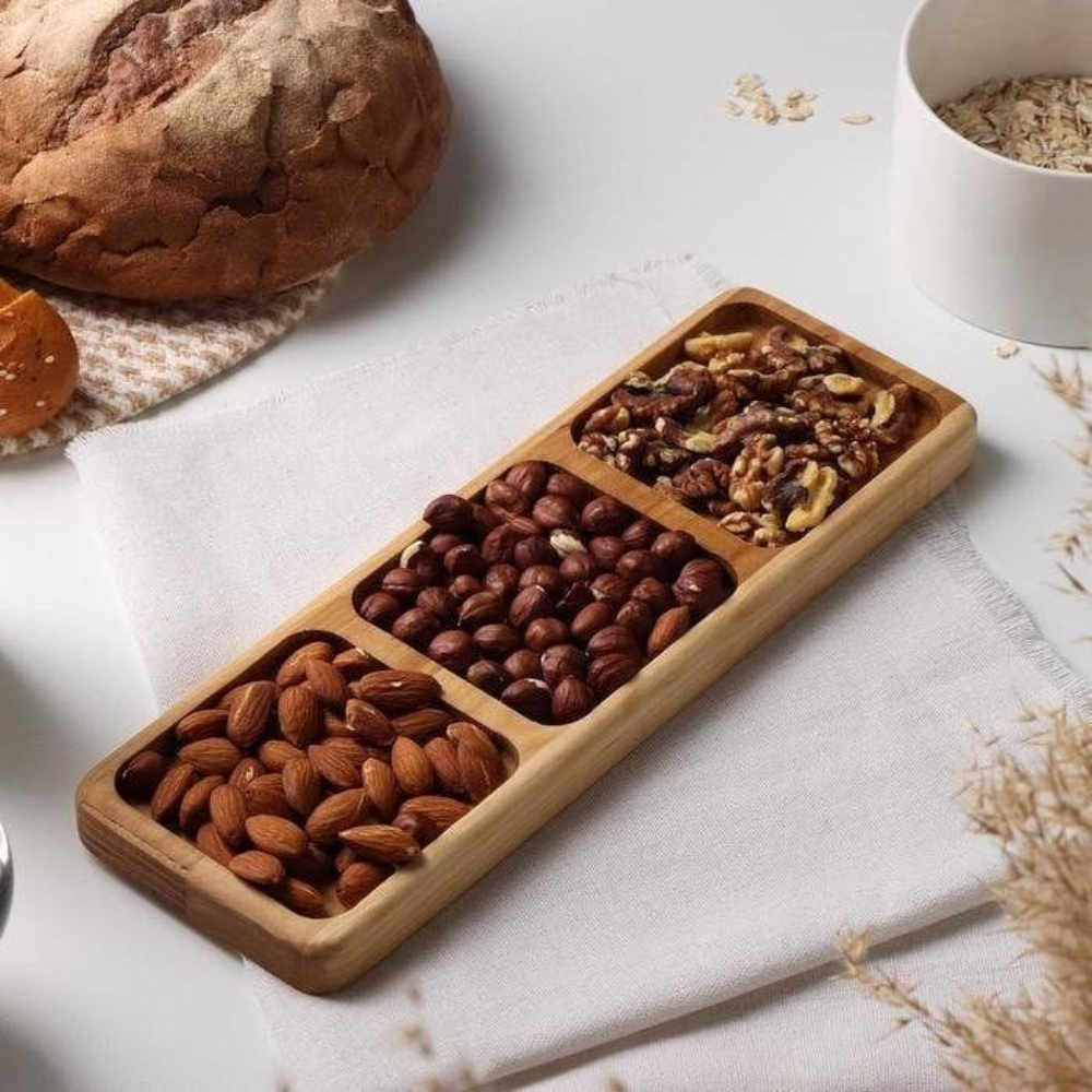 Rectangular Wooden Nuts Tray – Wood Sajawat