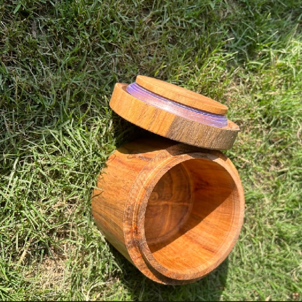 Airtight Wooden Jars with Finger-Grip Lid – Natural Acacia Wood – Wood ...