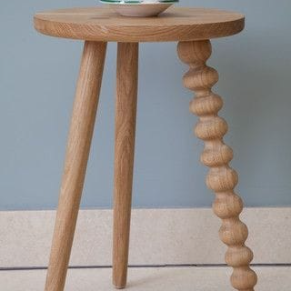 Solid Wood Acacia Tripod End Table – Minimalist Center Table with Natu ...